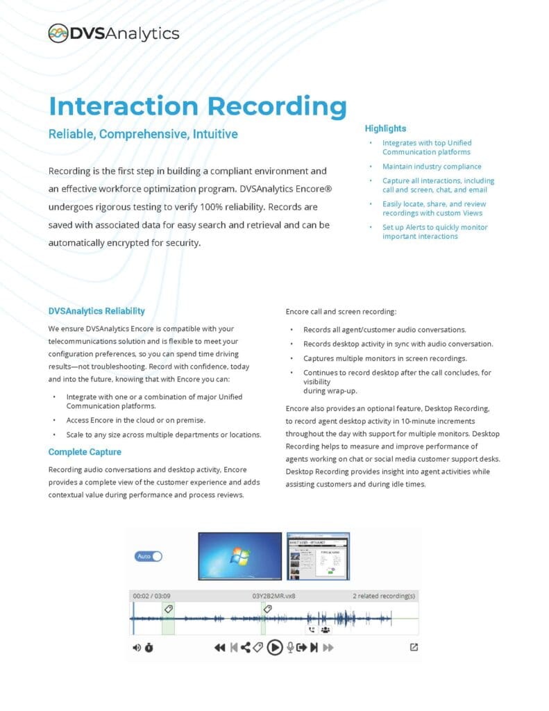 Interaction Recording • DVSAnalytics